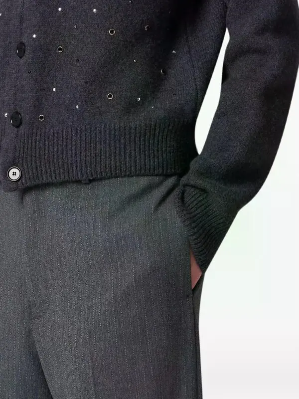 MSGM Crystal-embellished Eyelet Cardigan