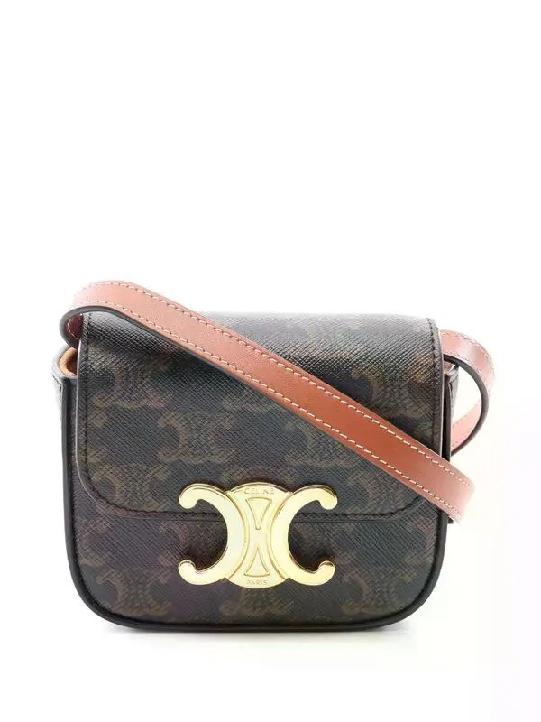 Celine Mini Triomphe Coated Canvas Claude Crossbody Bag