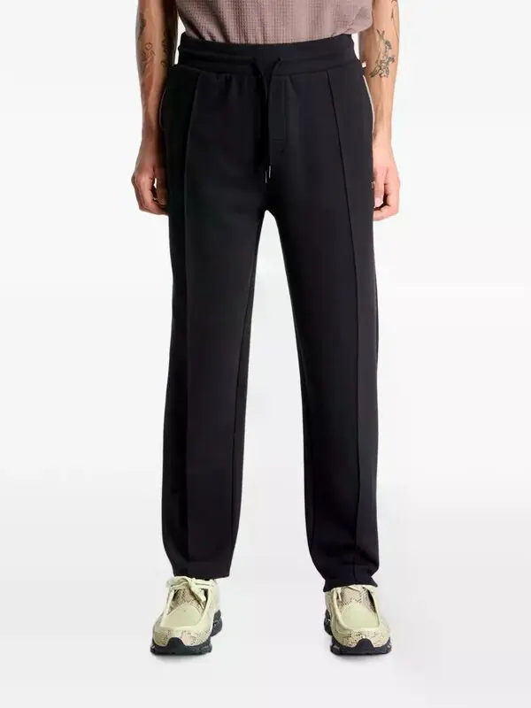 Hugo Interlock-cotton-blend Tracksuit Bottoms With Metallic Logo - Black