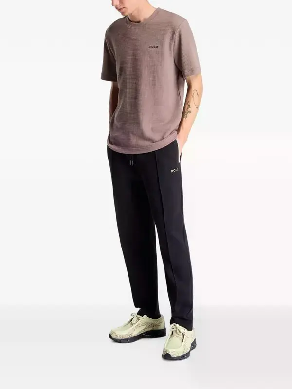 Hugo Interlock-cotton-blend Tracksuit Bottoms With Metallic Logo