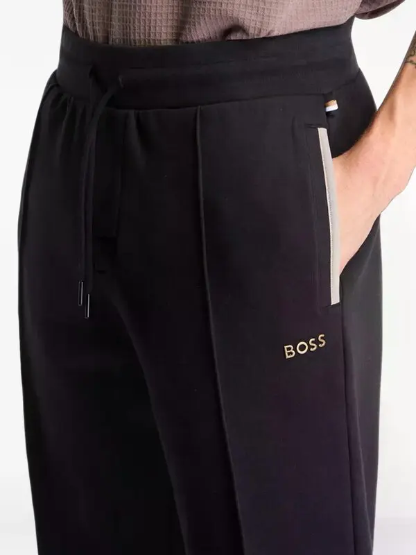 Hugo Interlock-cotton-blend Tracksuit Bottoms With Metallic Logo