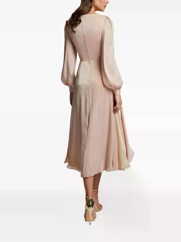 CRISTALLINI Norma Ruched Long-sleeve Midi Dress