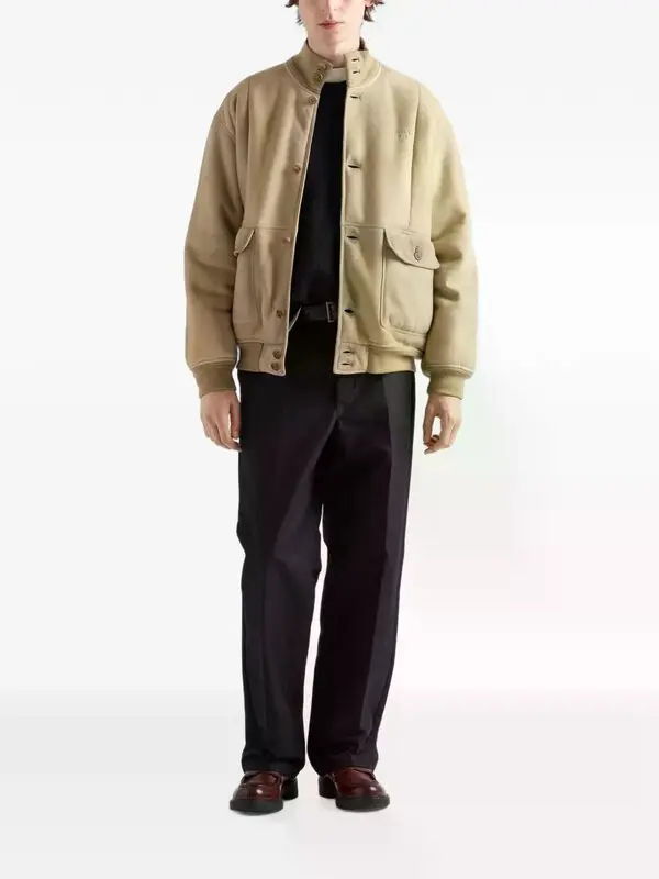 Prada Shearling Bomber Jacket - Neutrals