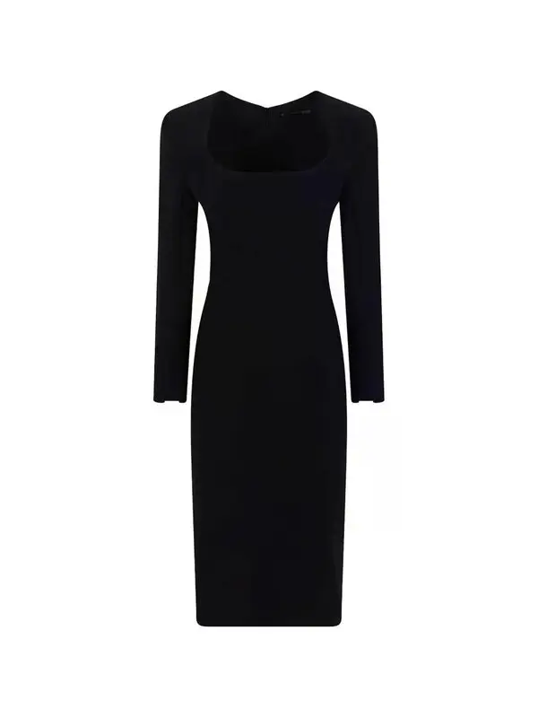 Chiara Boni La Petite Robe Square Neck Long Sleeve Midi Dress