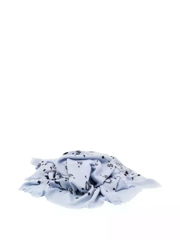 KUJTEN Bandana-print Frayed Scarf - Blue