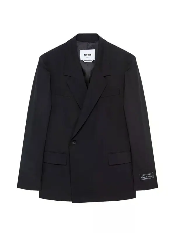MSGM Logo-patch Double-breasted Jacket - Black