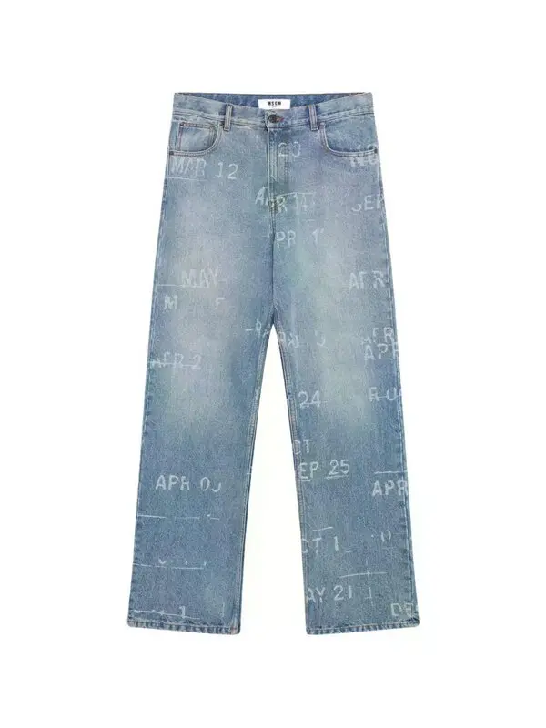 MSGM Graphic-print Straight-leg Jeans