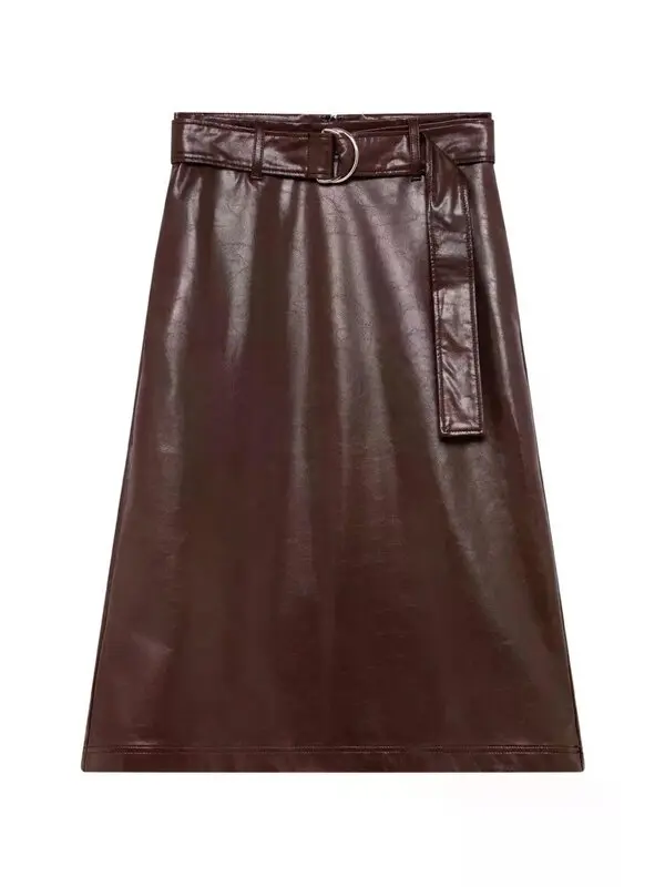 MSGM Belted Asymmetric Midi Skirt - Brown