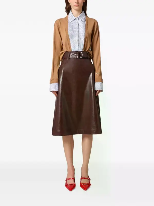 MSGM Belted Asymmetric Midi Skirt