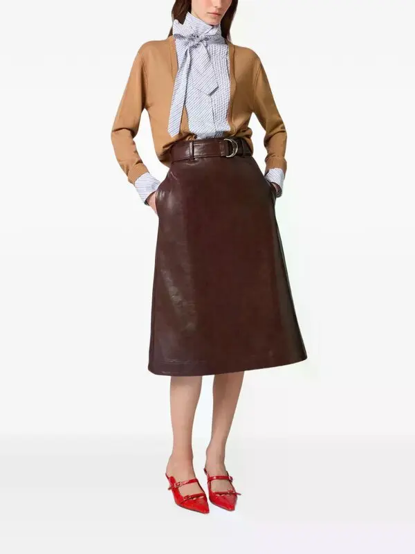 MSGM Belted Asymmetric Midi Skirt