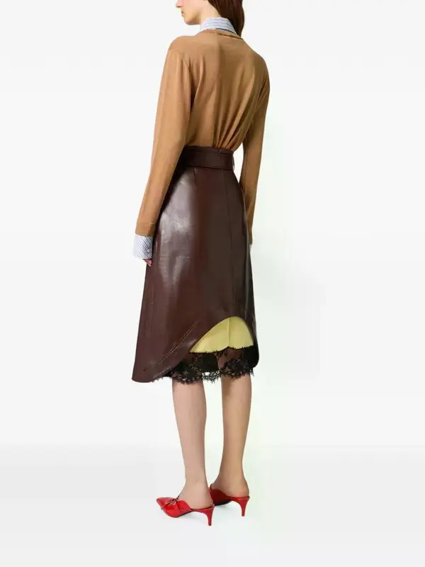 MSGM Belted Asymmetric Midi Skirt