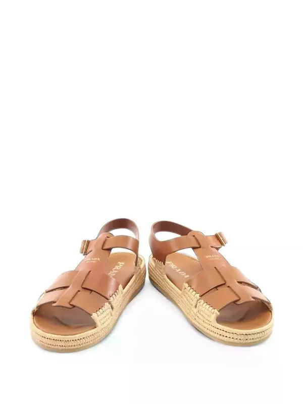 Prada Raffia Logo Detail Sandals