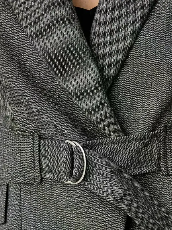 FRACOMINA Belted Herringbone Blazer