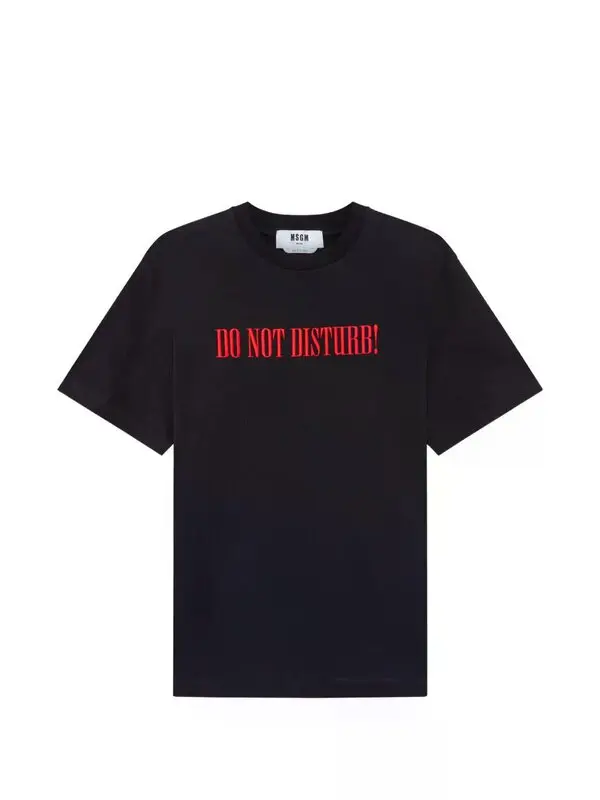 MSGM Slogan-embroidered T-shirt - Black