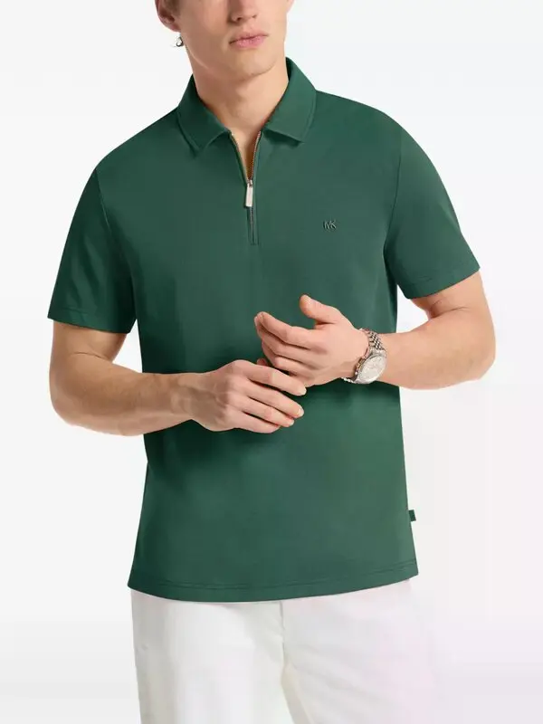 Michael Kors Cotton Blend Piqué Zip-up Polo Shirt