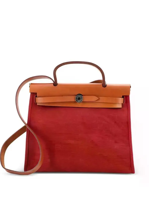 Hermès Herbag Zip Leather And Toile 31 Shoulder Bag - Brown