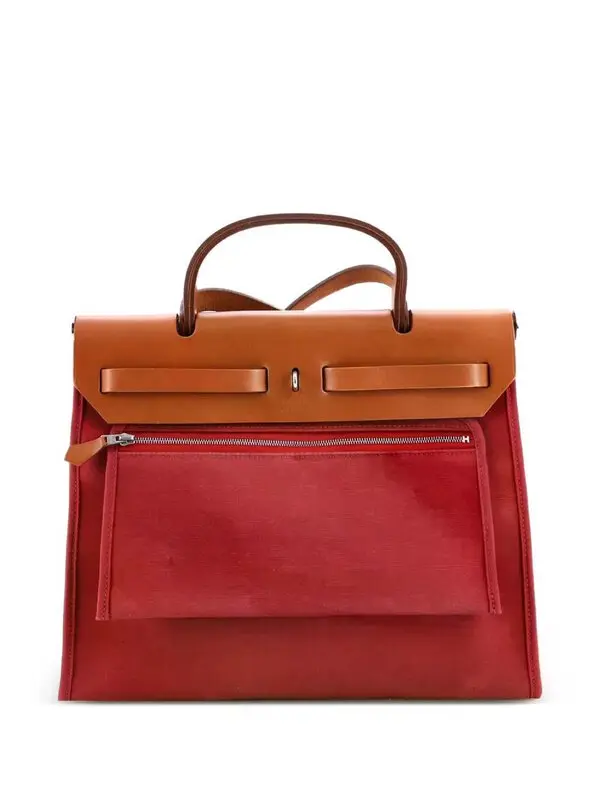 Hermès Herbag Zip Leather And Toile 31 Shoulder Bag - Brown