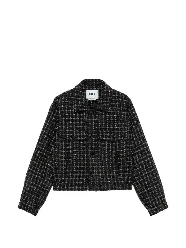 MSGM Check-pattern Tweed Jacket - Black