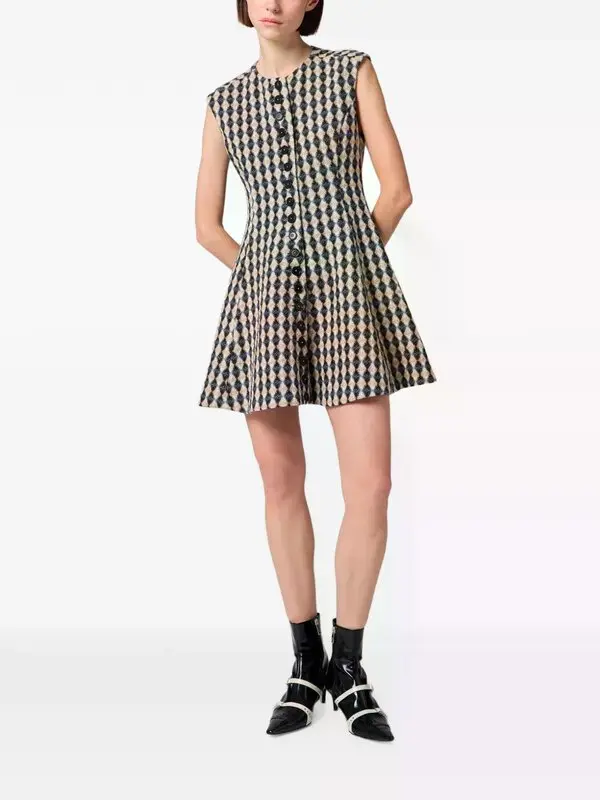 MSGM Argyle Pattern Button-front Dress