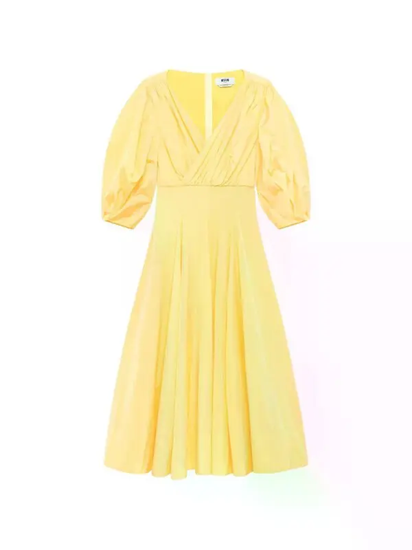MSGM Balloon-sleeve Wrap Midi Dress