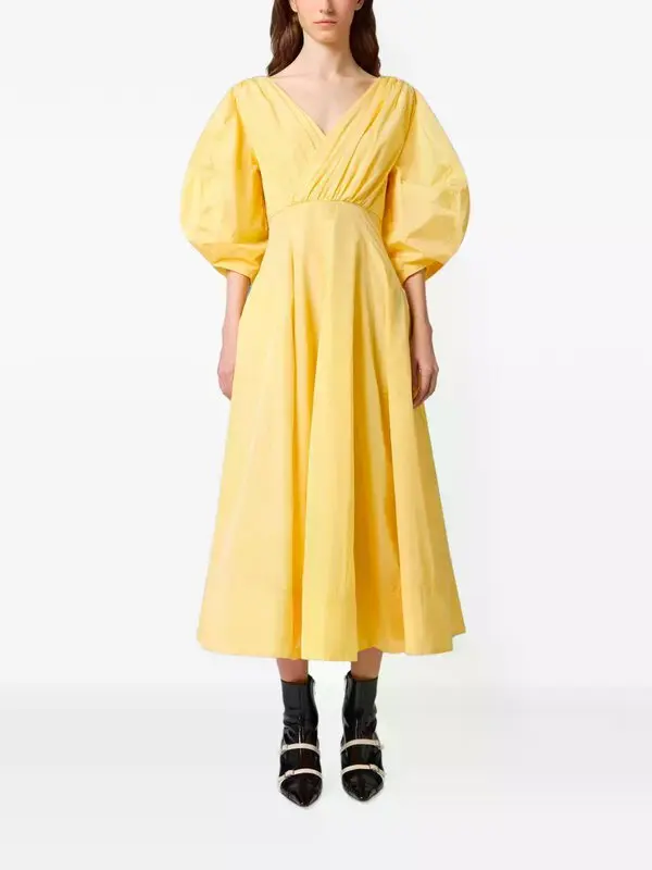 MSGM Balloon-sleeve Wrap Midi Dress