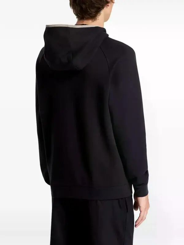 Hugo Cotton-blend Zip-up Hoodie With Contrast Binding