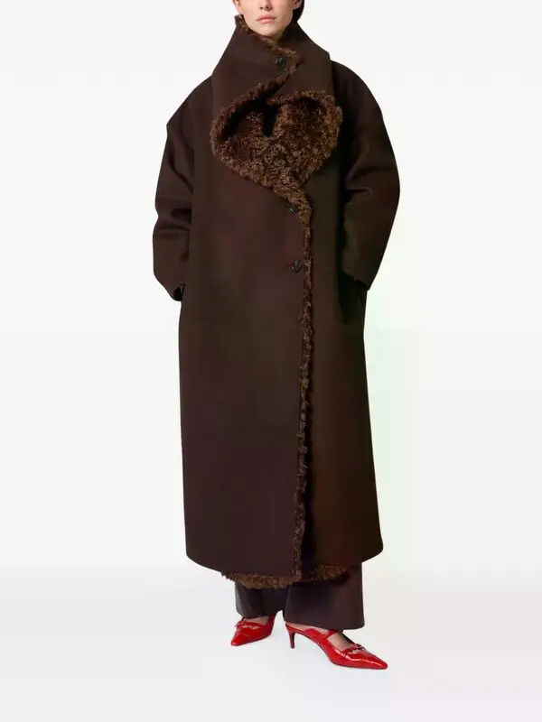MSGM Shearling-trim Belted Coat