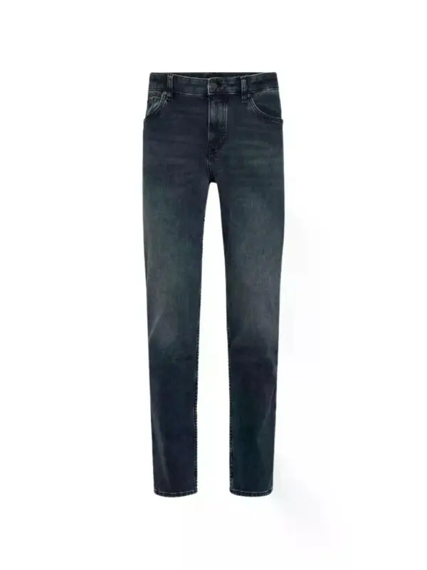 BOSS Faded-effect Straight-leg Jeans - Blue