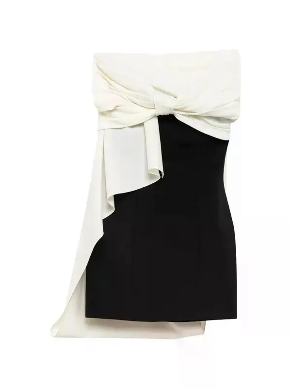 MSGM Bow-detail Off-shoulder Mini Dress - Black