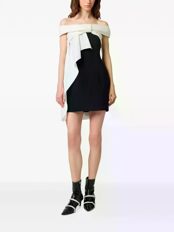 MSGM Bow-detail Off-shoulder Mini Dress
