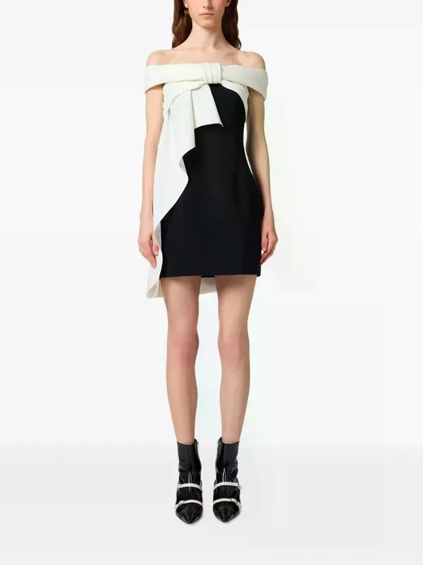 MSGM Bow-detail Off-shoulder Mini Dress