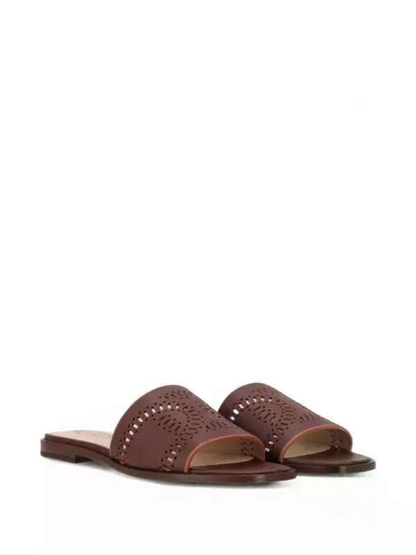 TOD'S Perforated Leather Sandals - Brown