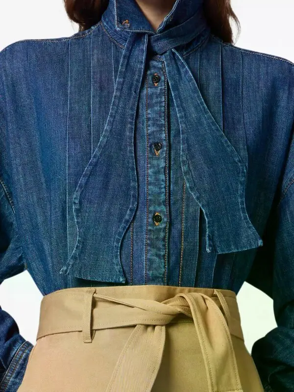 MSGM Pleated Bow Detail Shirt