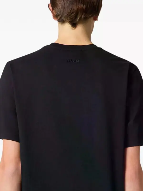 MSGM Graphic-print Logo-embroidered T-shirt