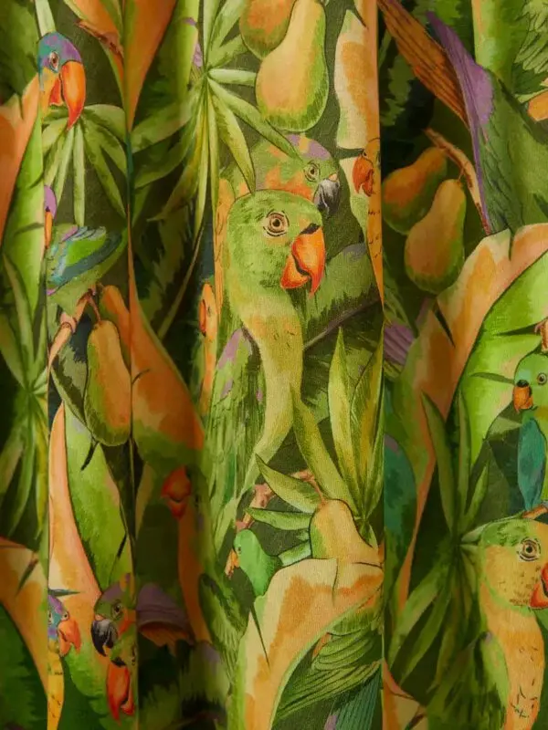 Farm Rio Ruched Parrot-print Midi Dress