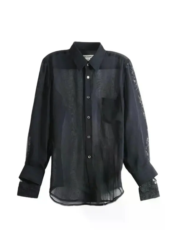 Comme Des Garçons Lace-sleeve Sheer Shirt - Black