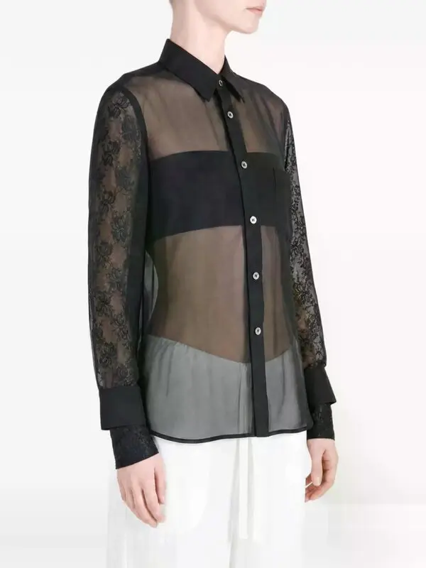 Comme Des Garçons Lace-sleeve Sheer Shirt