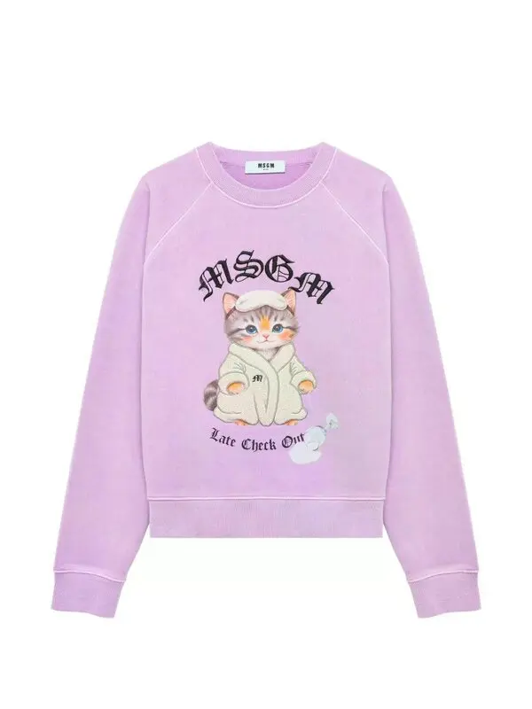 MSGM Cat-print Raglan-sleeve Sweater - Purple