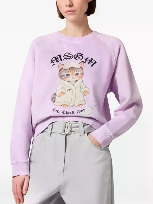 MSGM Cat-print Raglan-sleeve Sweater