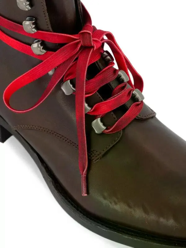 Prada Lace-up Leather Ankle Boots - Brown