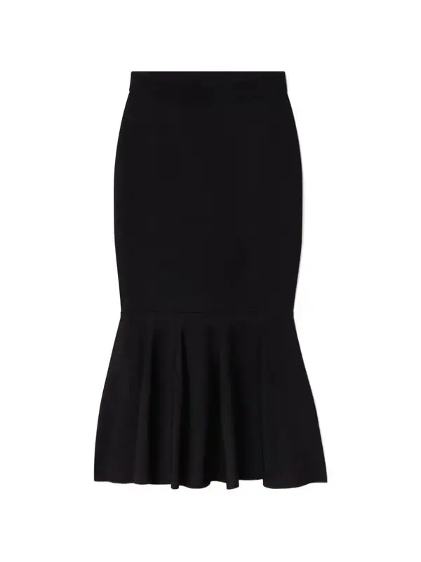 Stella McCartney Compact-knit Flared Midi Skirt - Black