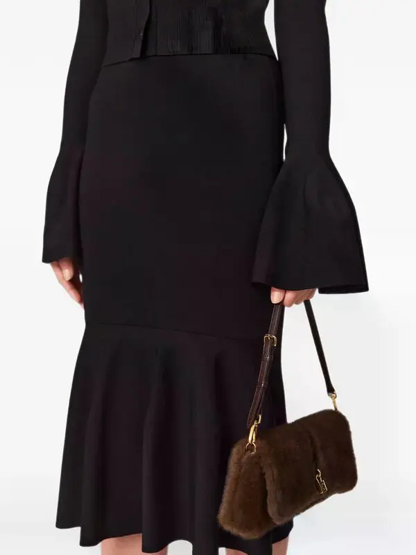 Stella McCartney Compact-knit Flared Midi Skirt