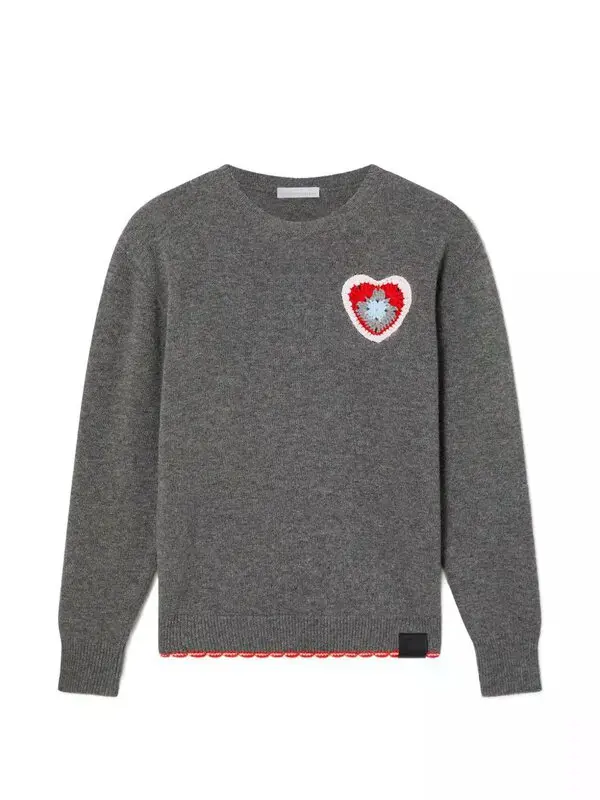 Stella McCartney Crochet Heart Wool Sweater - Grey