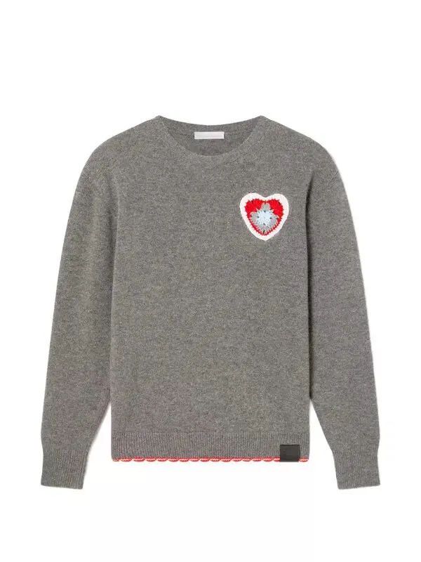 Stella McCartney Crochet Heart Wool Sweater - Grey