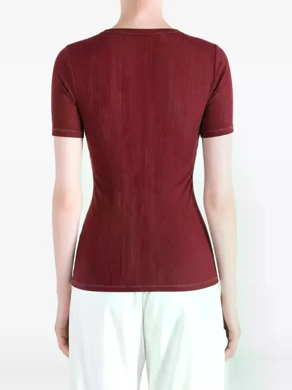 BASERANGE Ribbed Heart-cutout T-shirt