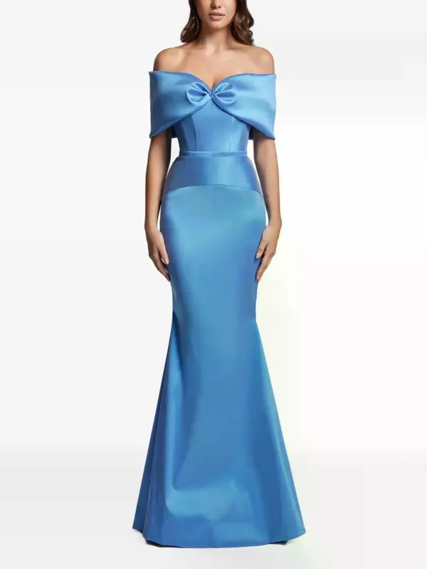 CRISTALLINI Chateau Off-shoulder Maxi Gown - Blue