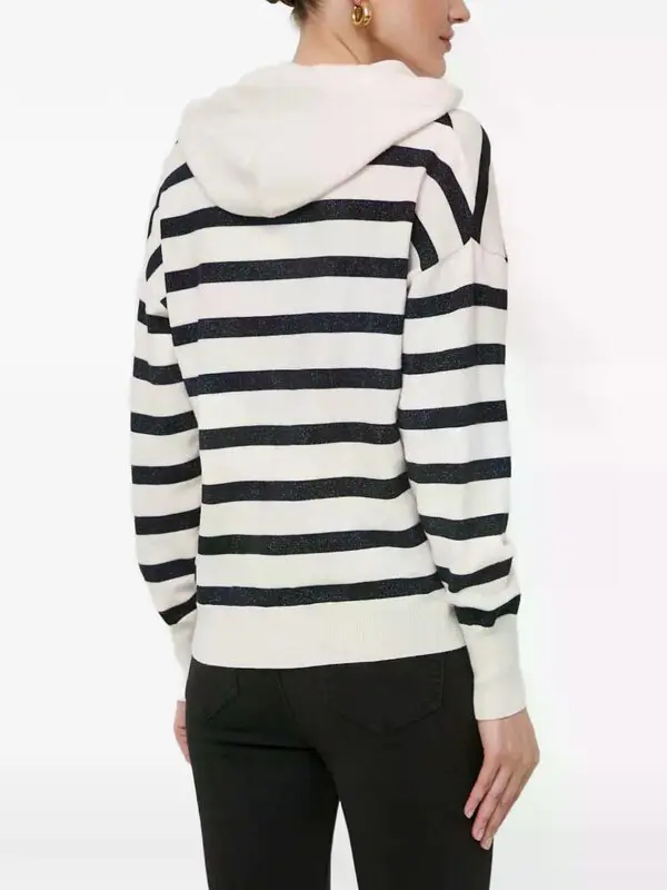 MORGAN Striped Hooded V-neck Sweater