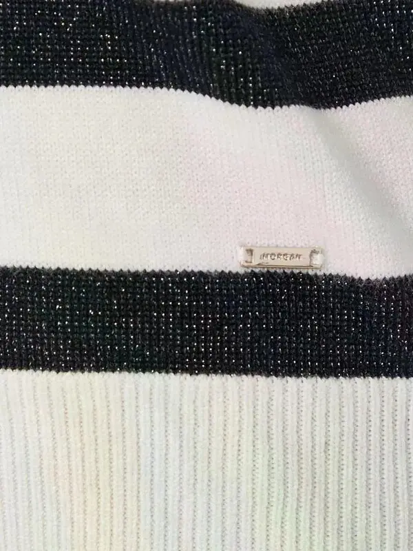 MORGAN Striped Hooded V-neck Sweater