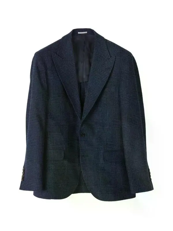 Brunello Cucinelli Prince Of Wales Check Single-breasted Blazer - Blue
