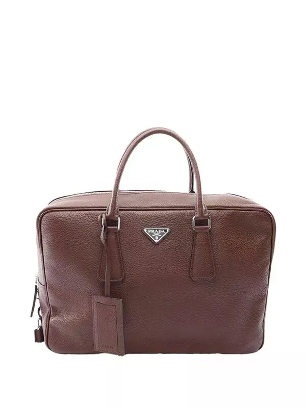 Prada 2013-2026 Vitello Daino Business Bag - Brown